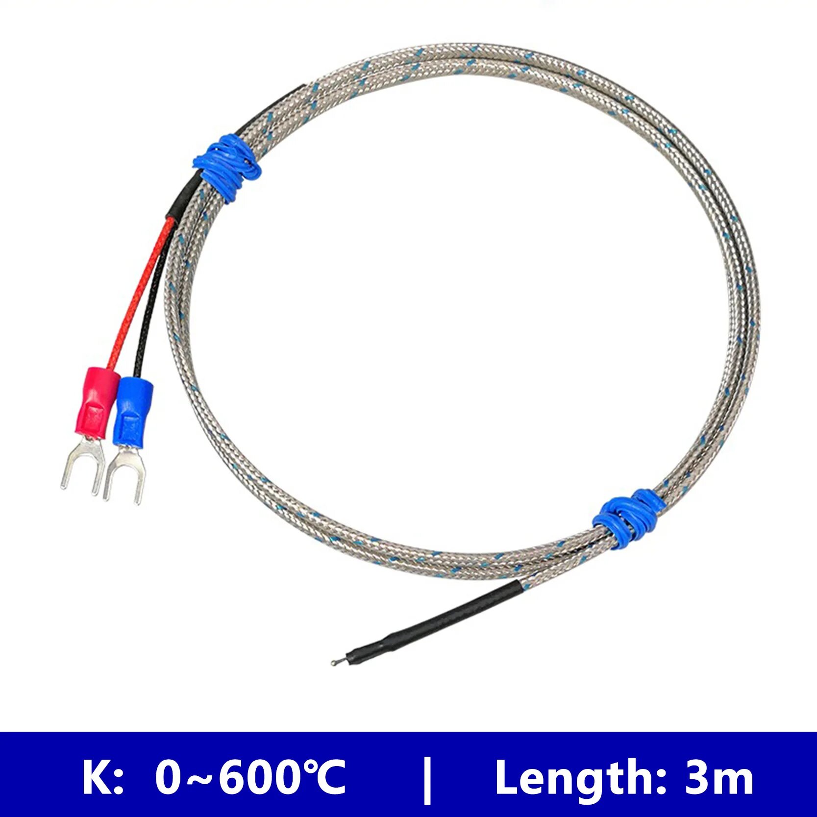 Термопара типа K 600°C с открытым наконечником K-3m-0-600