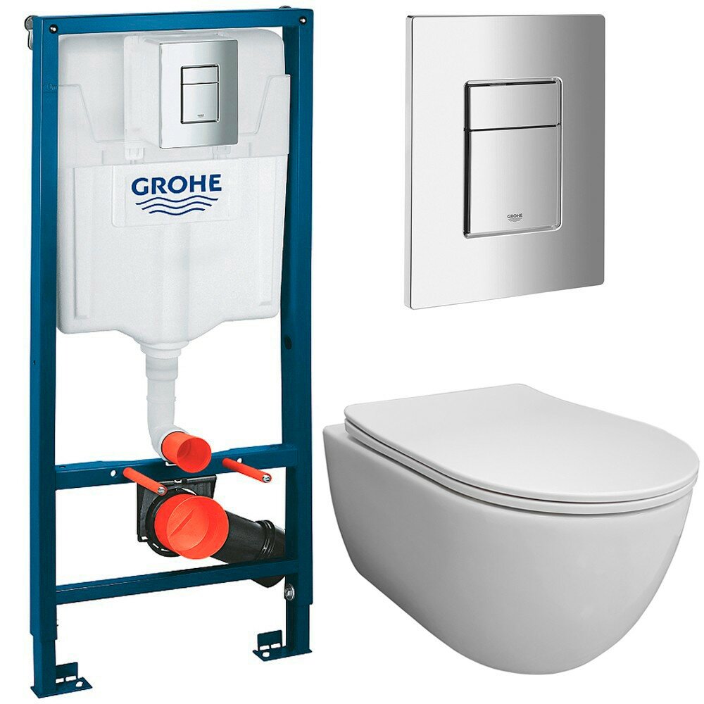 Инсталляция Grohe 38811000 + унитаз Bloomix Diva MD1211R/UF1 безободковый Ceramic+ с сиденьем