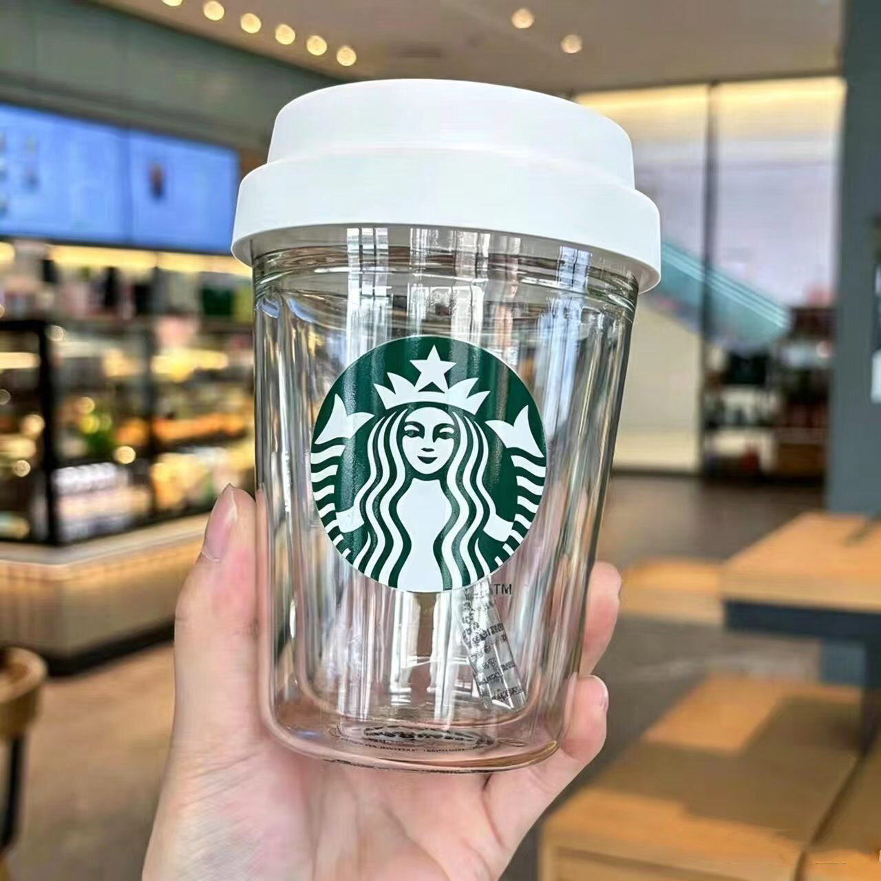 Минималистичная термокружка Starbucks из двухслойного стекла, 296 мл.
