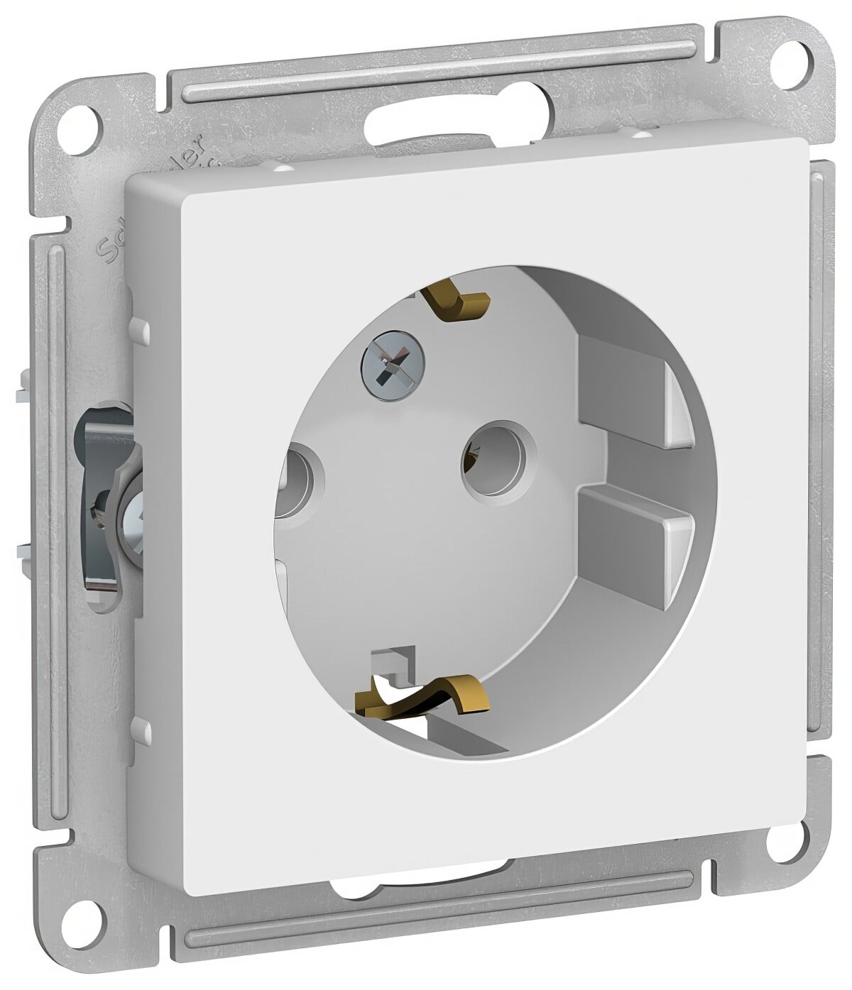 Механизм розетки Systeme Electric 1-м СП ATLAS DESIGN с заземлением 16А белый ATN000143