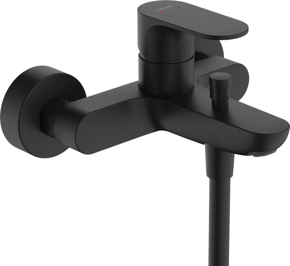 Смеситель для ванны с душем Hansgrohe Rebris S 72440670 настенный, однорычажный, черный, матовый, латунный, без лейки, с керамическим картриджем