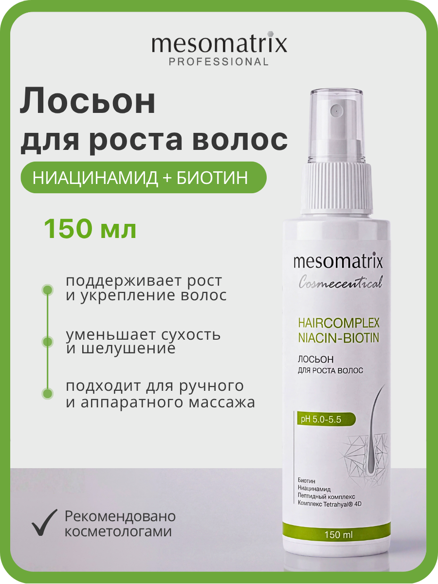 Лосьон для стимуляции роста волос HAIRCOMPLEX NIACIN-BIOTIN, с биотином и ниацинамидом, 150 мл