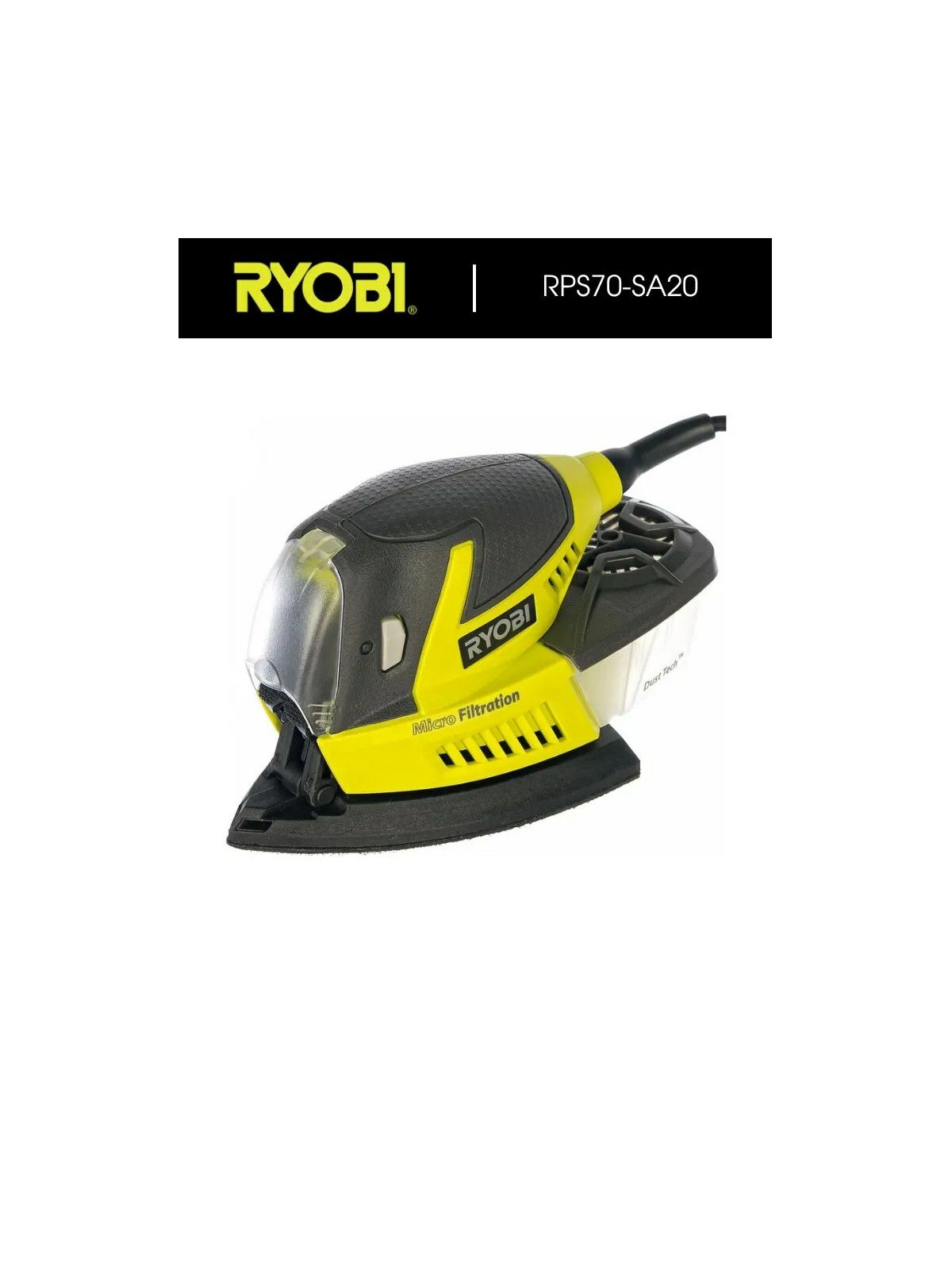 Шлифмашина дельта Ryobi RPS70-SA20 70 Вт набор шлифлистов 20 шт. арт. 5133003754