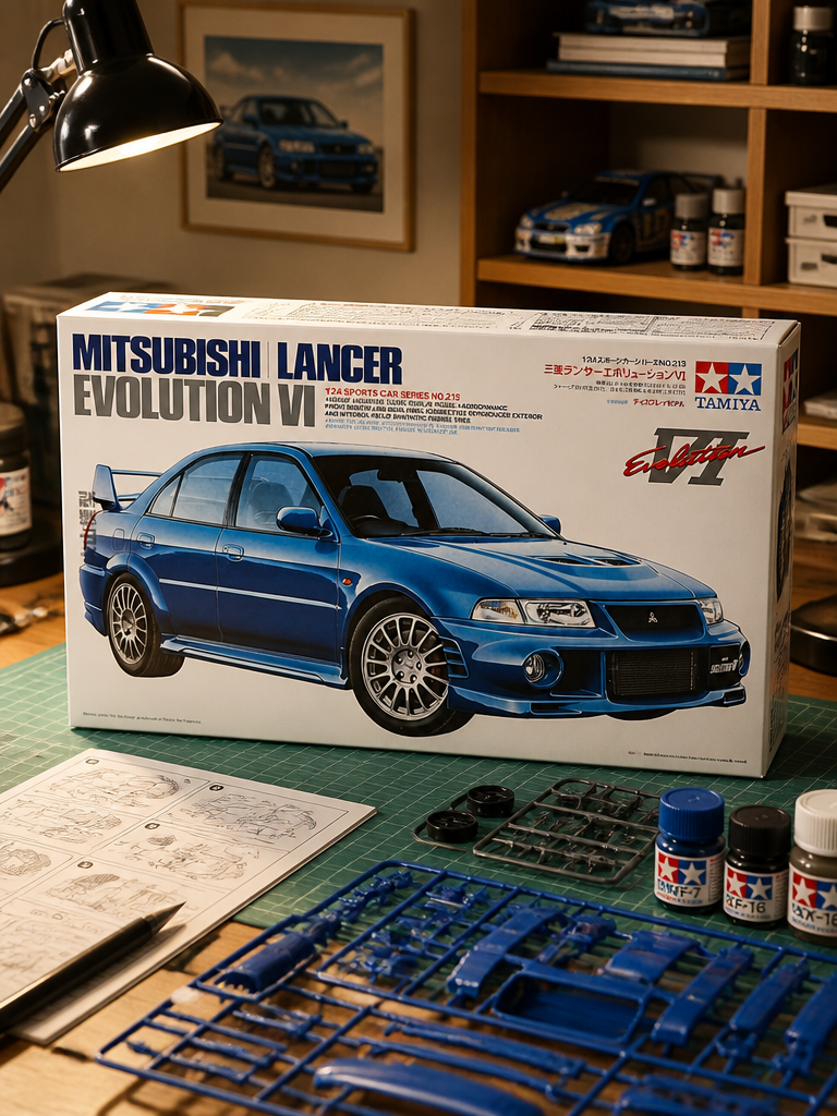 Модель для сборки Mitsubishi Lancer Evolution VI 1/24 — пластиковый набор стендового моделизма