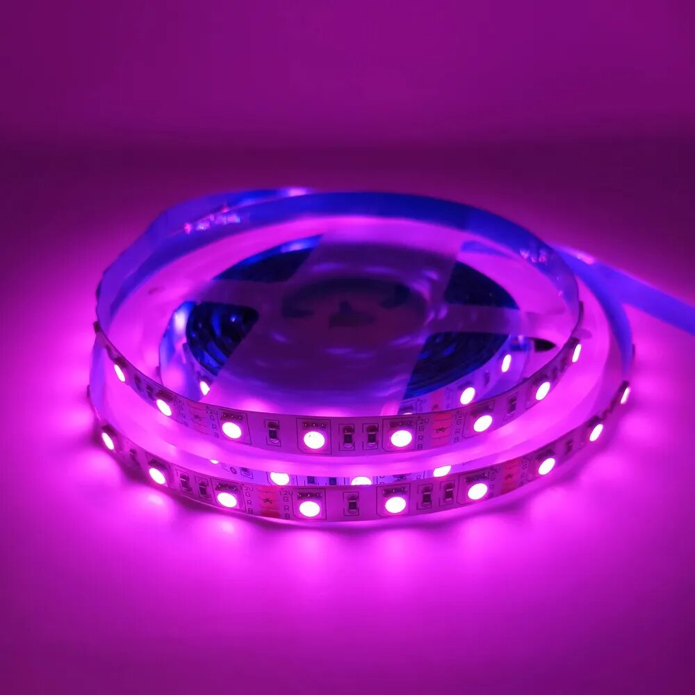 Светодиодная разноцветная RGB лента 5050 24v 14.4w 60 led 5 м.