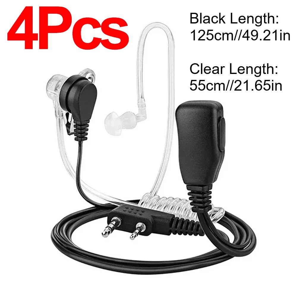 Тактические акустические трубки UV-5R BF-888S Черный, Earphones-4Pcs