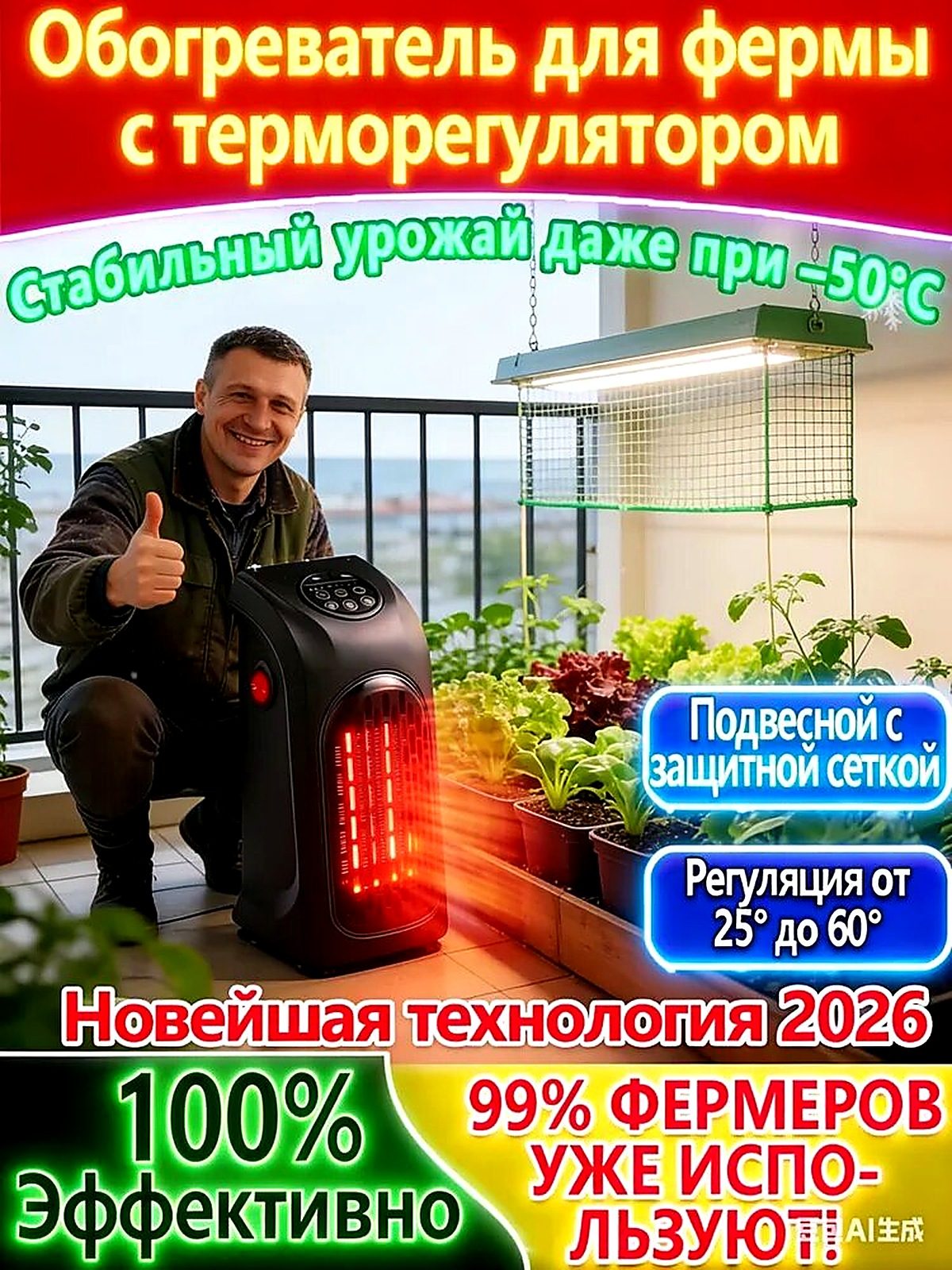 Подвесной инфракрасный обогреватель с функцией таймера и керамическим нагревательным элементом идеальное решение