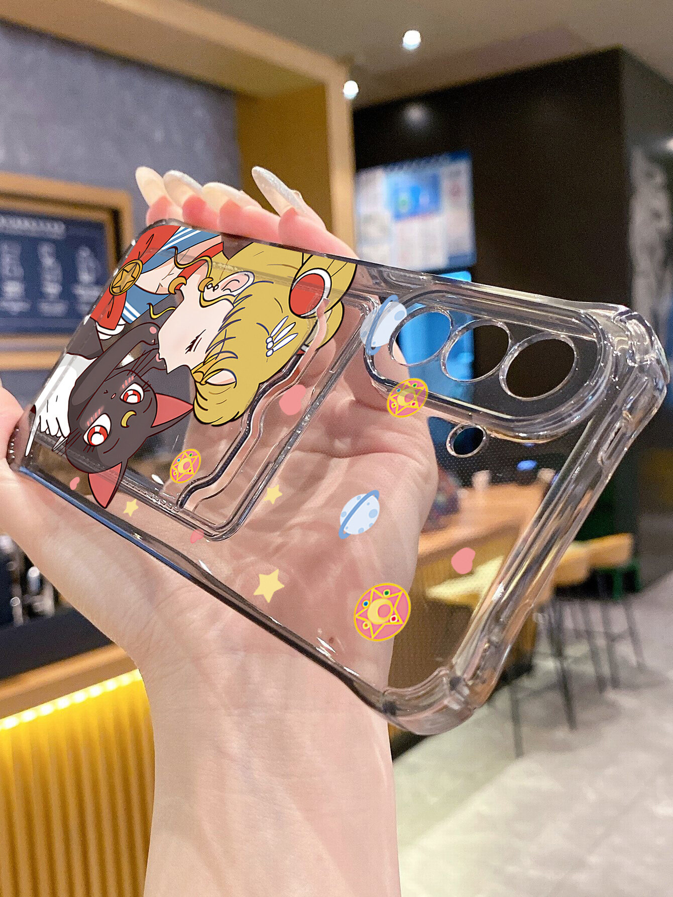 Чехол для Samsung Galaxy S22+(Самсунг S22+) с отделением для карт памяти, Sailor Moon Сейлор Мун, мягкая прозрачная крышка