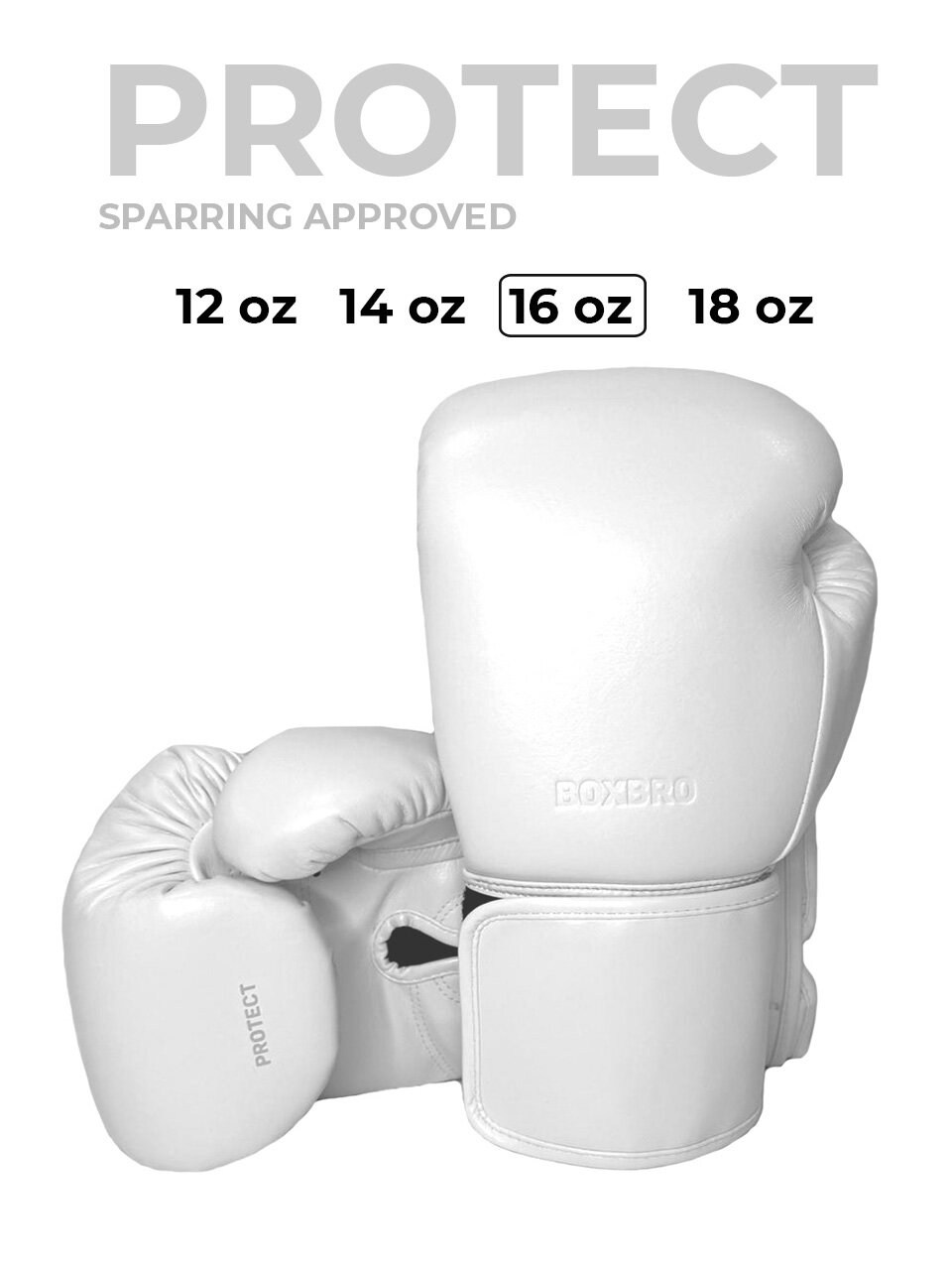 Перчатки боксерские BOXBRO protect белые 16 унций