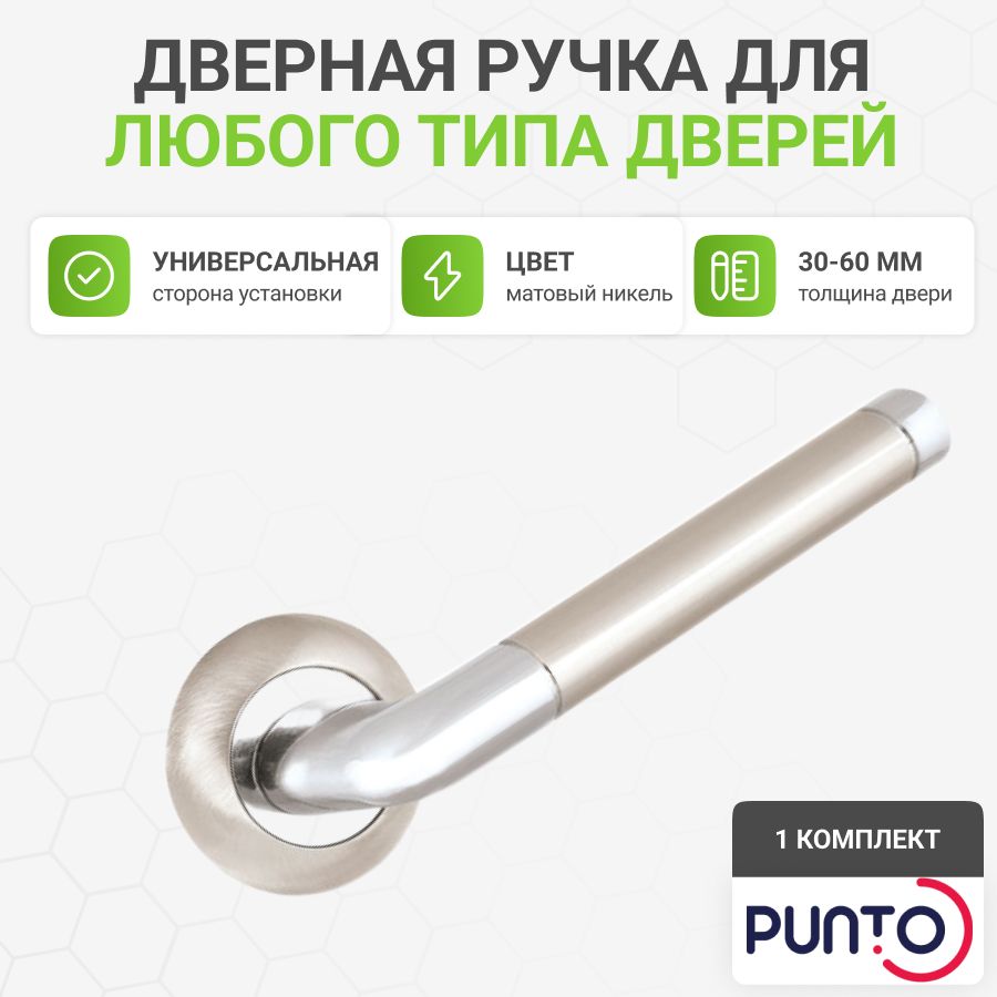 Ручка Punto (Пунто) раздельная для межкомнатных и внутренних входных дверей R. TL54. REX (REX TL) 105mm SN/CP-3 матовый никель/хром