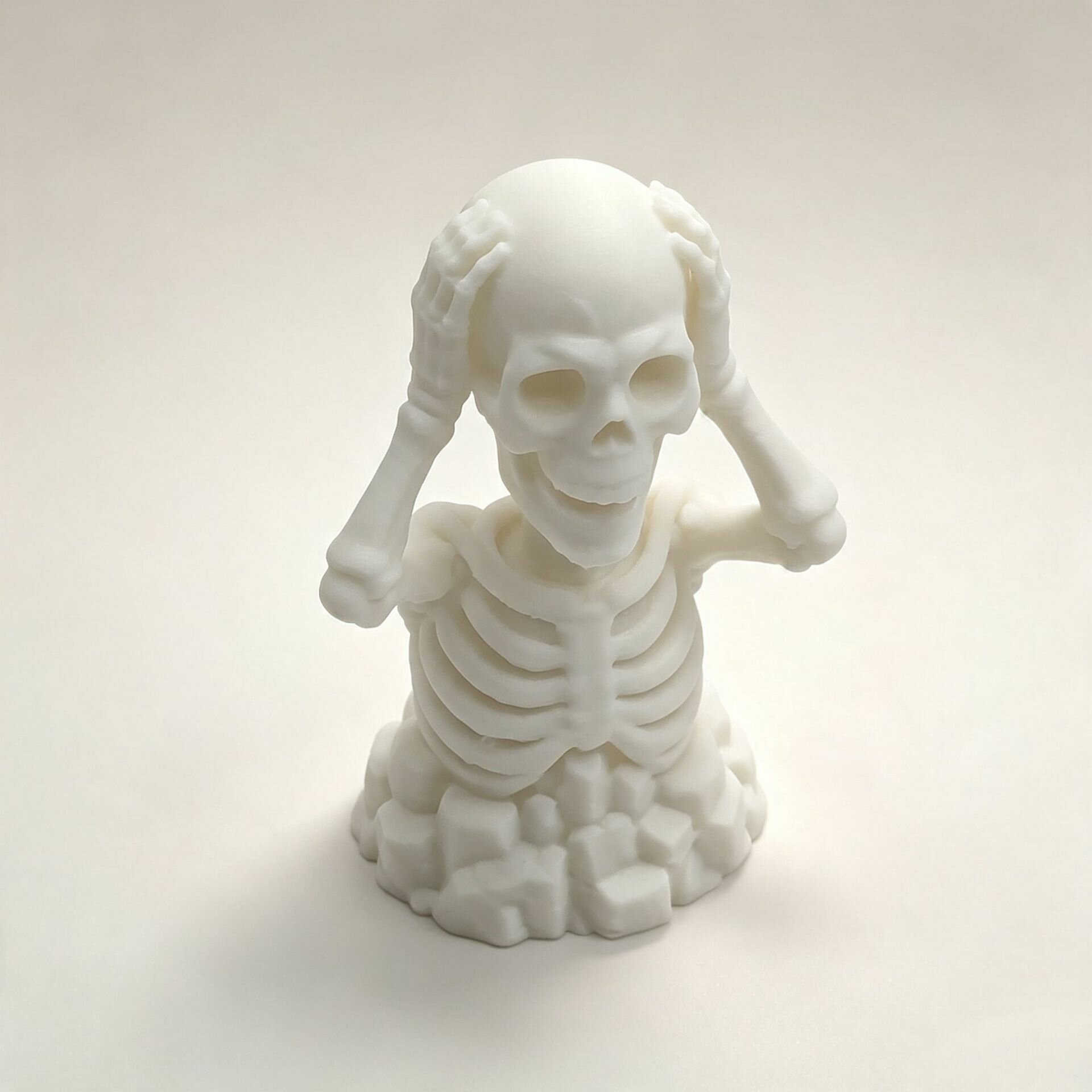 Новинка для трансграничной торговли: 3D-печатная статуэтка-череп с закрытым лицом. Откажитесь от внутреннего душевного истощения. Креативный и забавный атрибут для создания атмосферы на Хэллоуин.