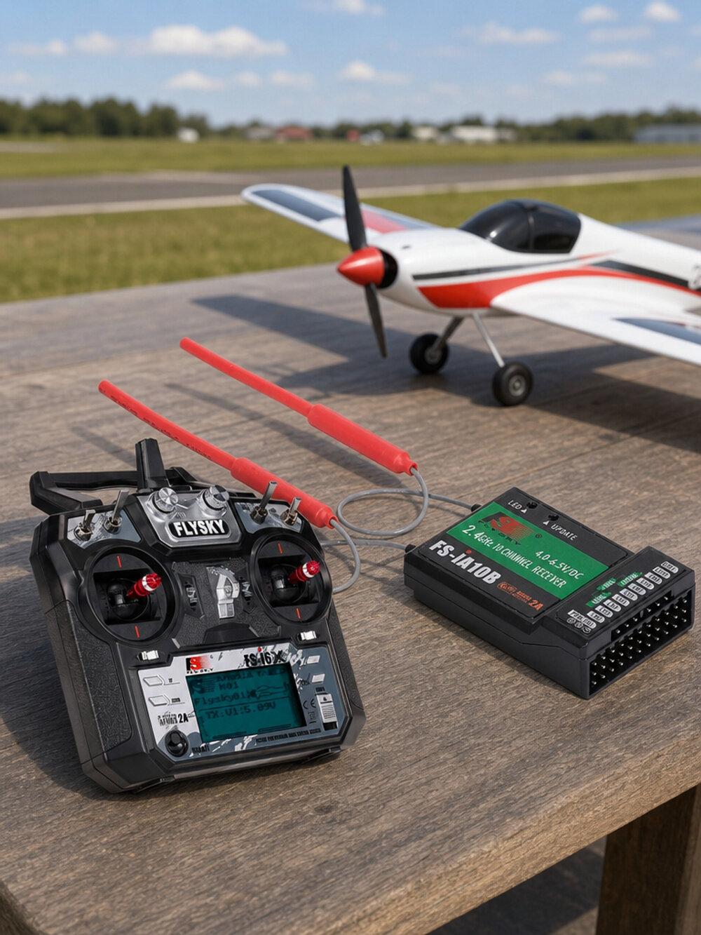 Передатчик FS-i6X на 2,4 ГГц с десятью каналами и приемником FS-IA10B для RC-моделей