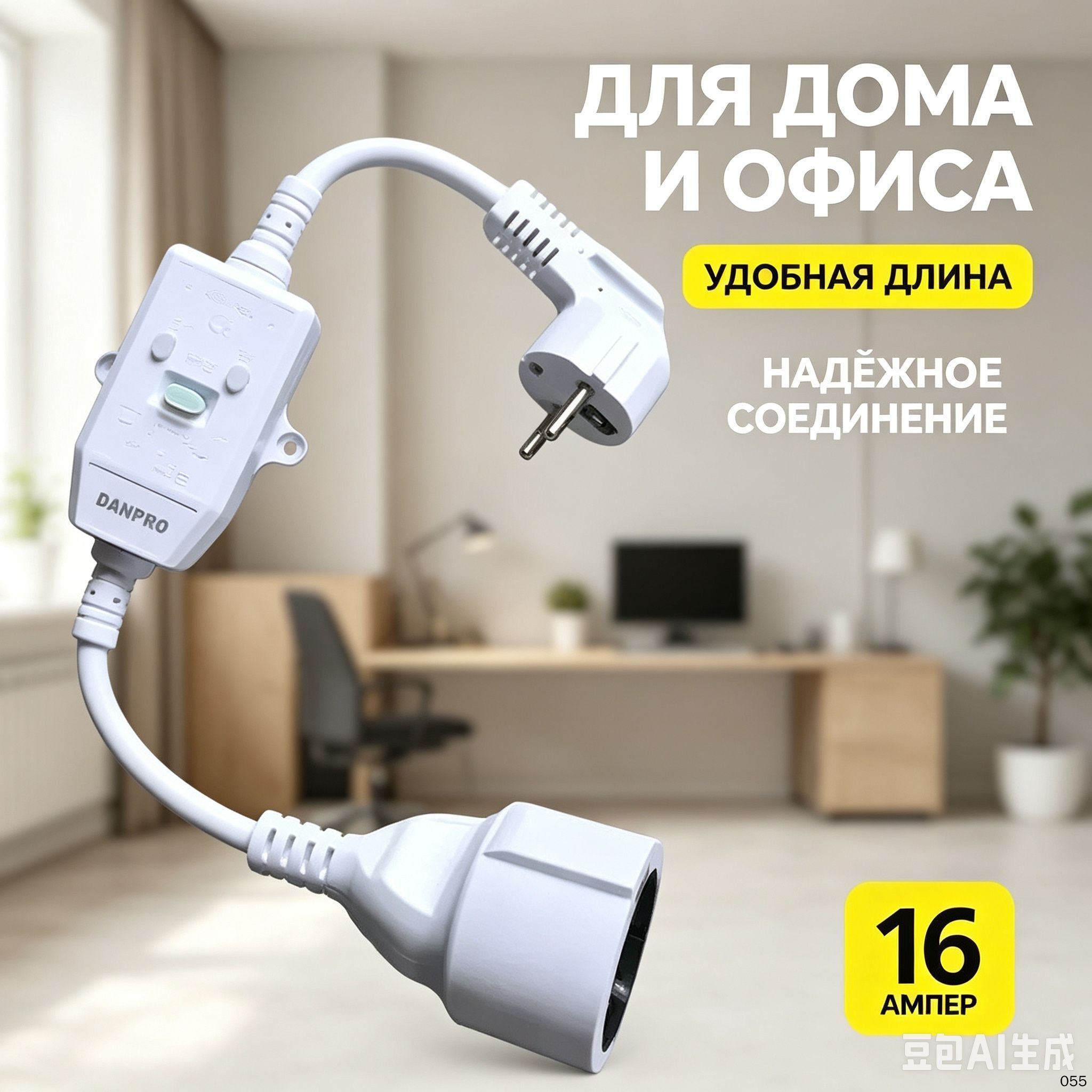 Кабель с УЗО 16А 10мА для водонагревателя, устройство защитного отключения 3500Вт