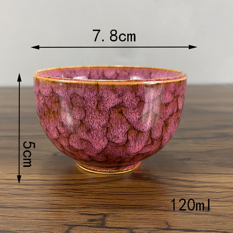 Чашка для чая мастера 120 мл, красная, округлая, керамическая Яо Биань Тэньму Цзюнь, Цзяньчань