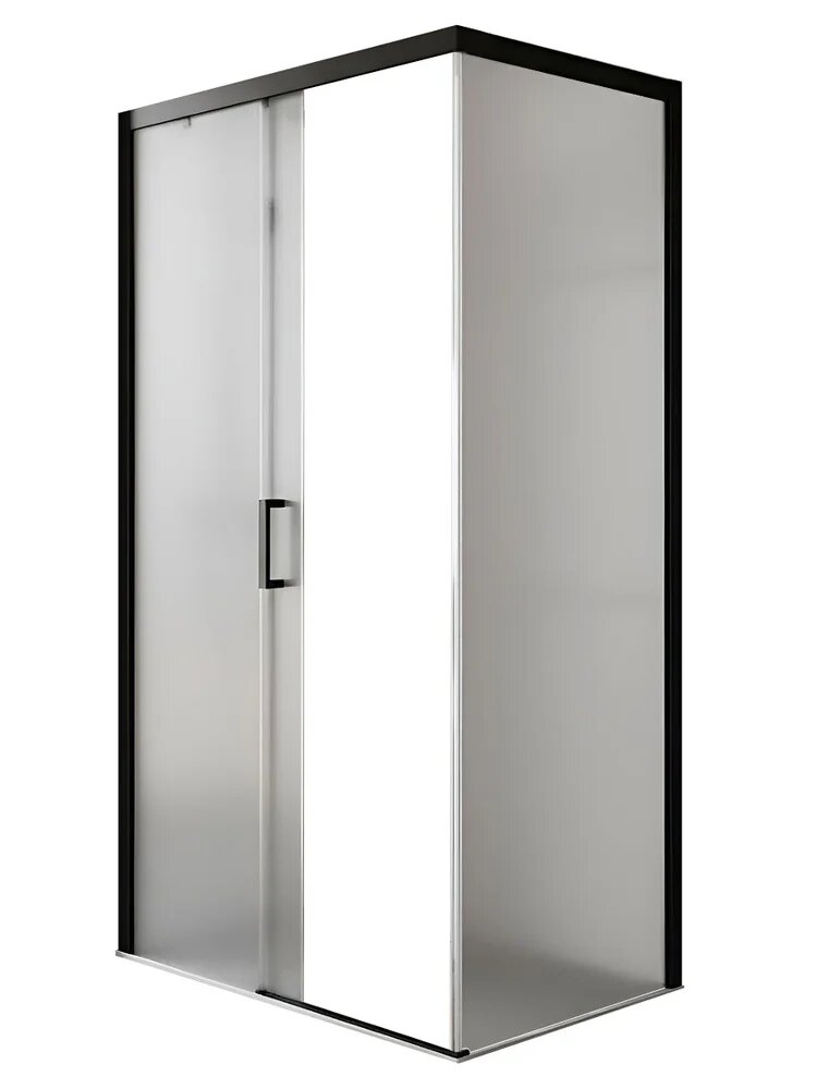 Душевой уголок Ceruttispa Vito 110BF L без поддона, стеклянный, черный, 108x78, прямоугольный, с матовым стеклом, раздвижной