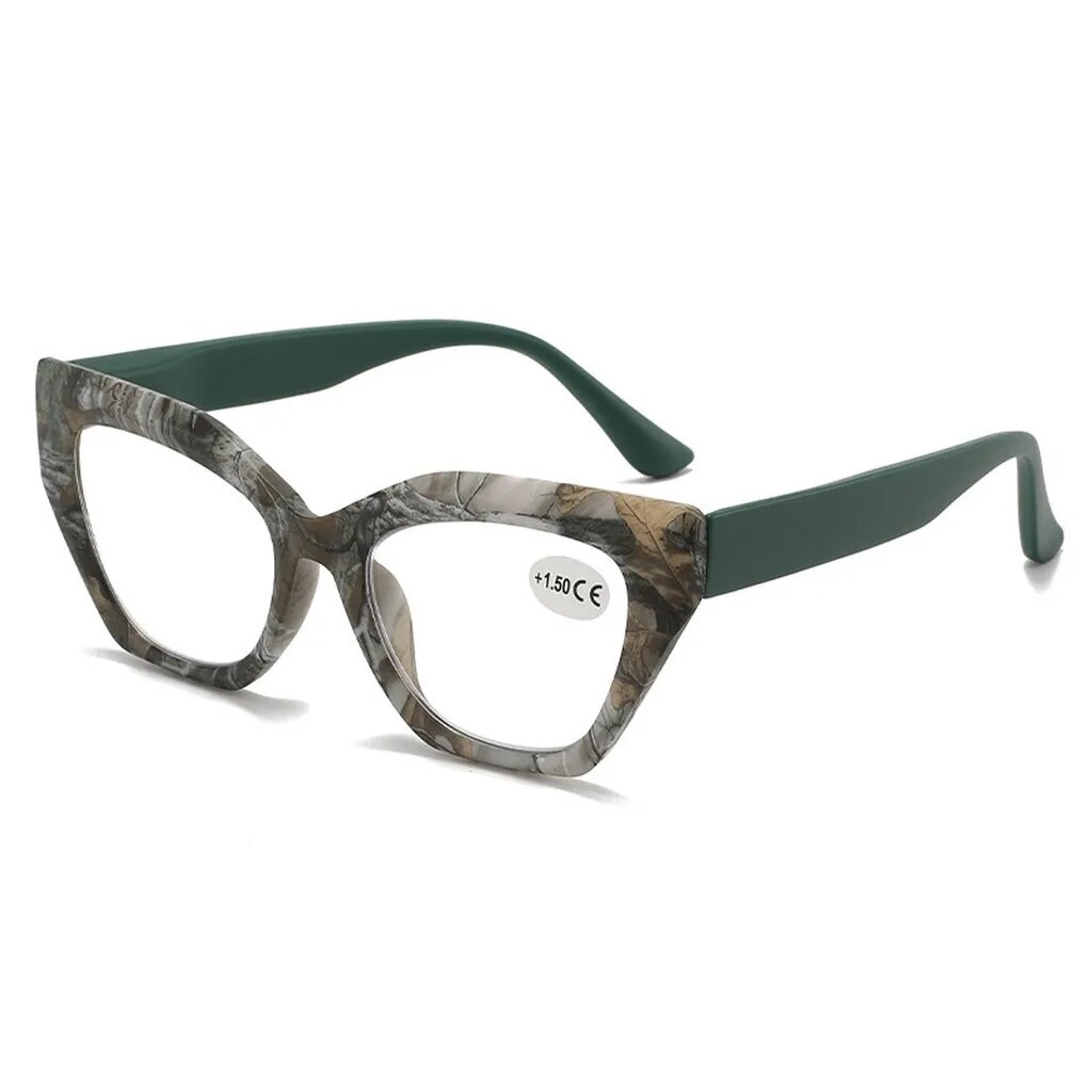 Очки для чтения KLASSNUM женские кошачий глаз +1.0+1.5+2.0+2.5+3.0+3.5 Dark Green, Зеленый, +250