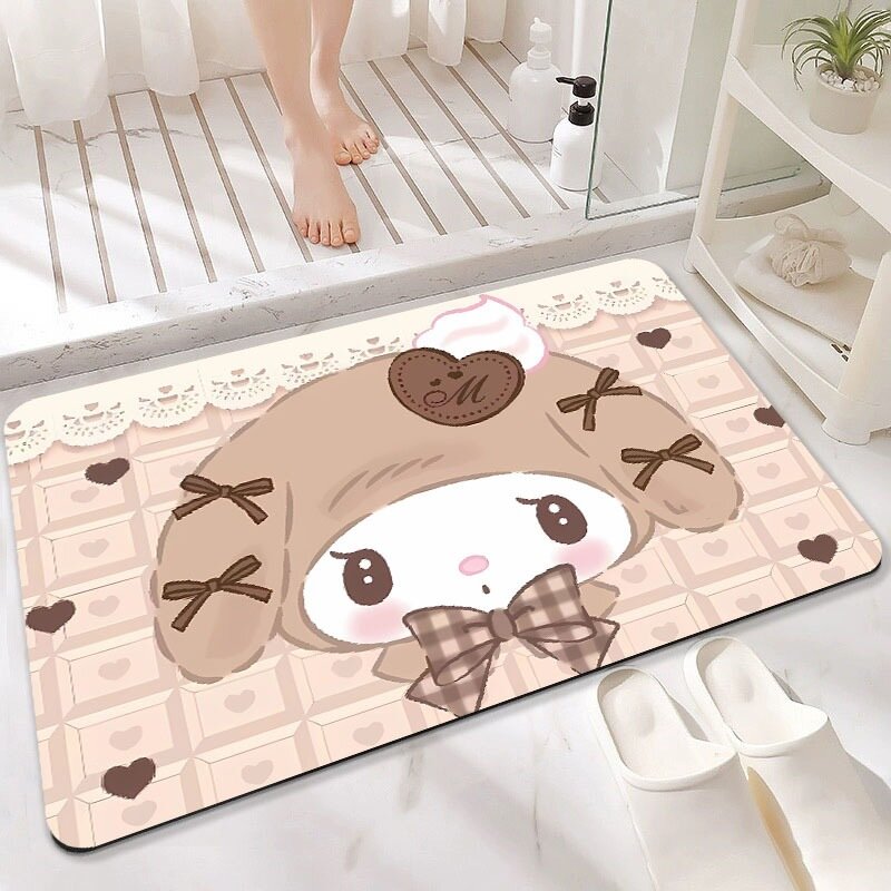 Коврик из диатомовой глины Sanrio My Melody противоскользящий впитывающий для ванной шоколад 40x60 см