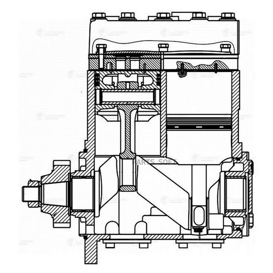 Компрессор воздушный для а/м МАЗ, урал/Renault Premium (96-) дв. ЯM3-650/DCi11 (2 цилинд.) от официального дистрибьютора, LUZAR, артикул LAC1206
