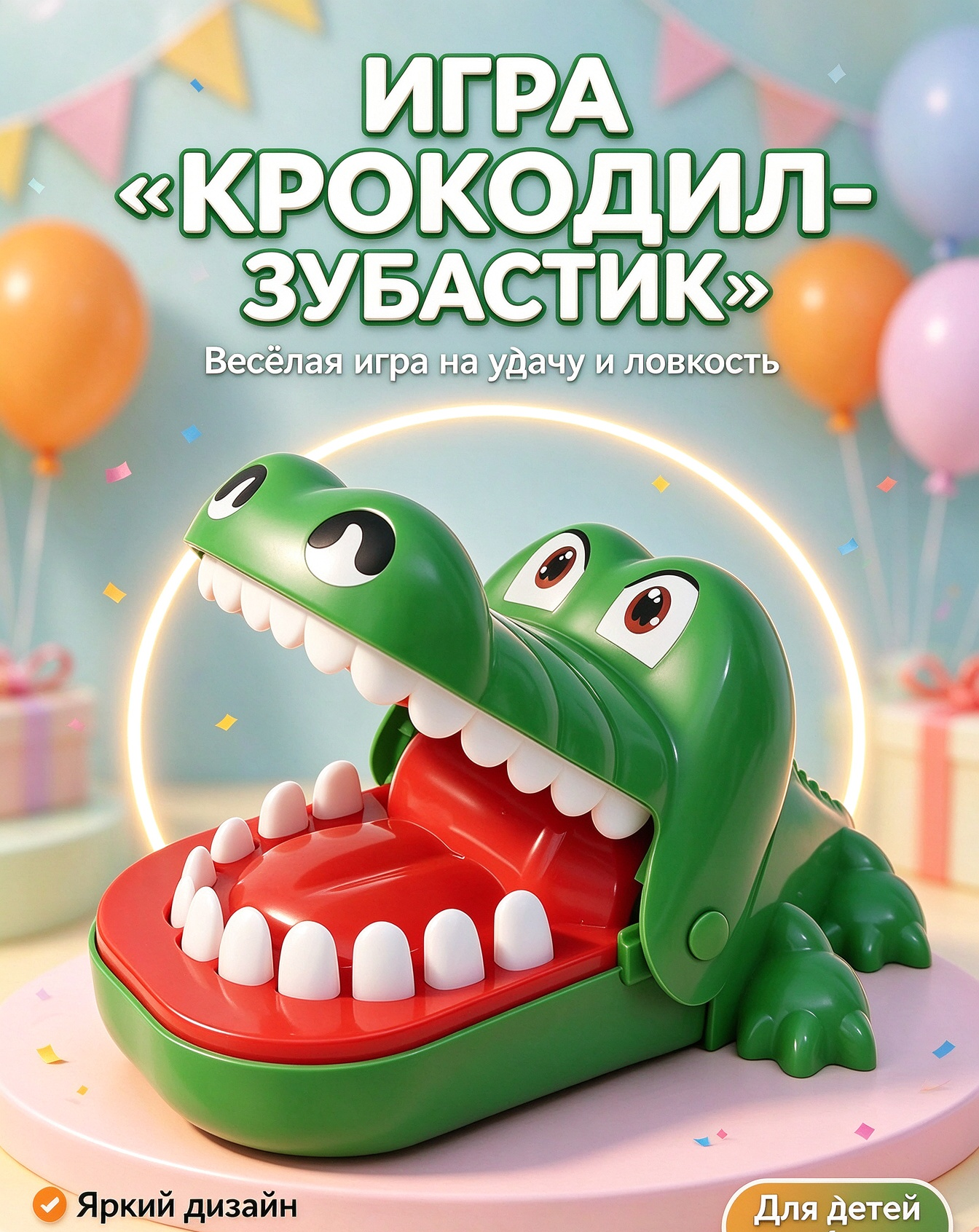 Развивающая игра Крокодил-зубастик, весёлая забава для всей семьи, подарок мальчику и девочке от 4 лет