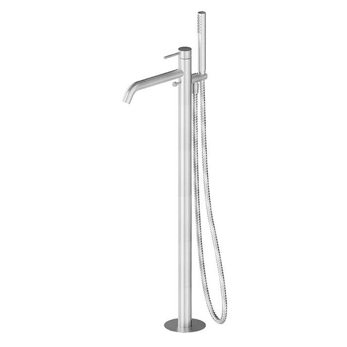 Напольный смеситель для ванны с душем Newform X-Steel 316 69684EX.50.050 С внутренней частью, с душевым гарнитуром, сталь, матовый, из нержавеющей стали, с керамическим картриджем