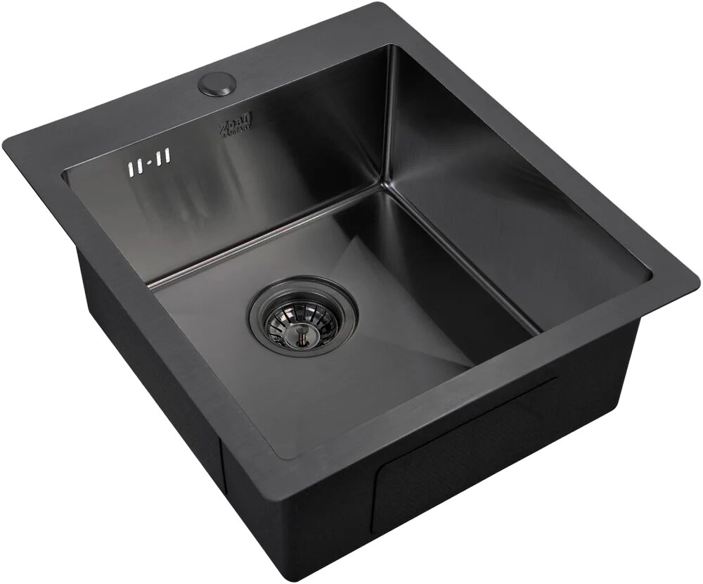 Мойка кухонная Zorg Inox PVD 4551 металлическая, 45x51, прямоугольная, мойка для кухни, врезная, черная, под столешницу, серая, матовая