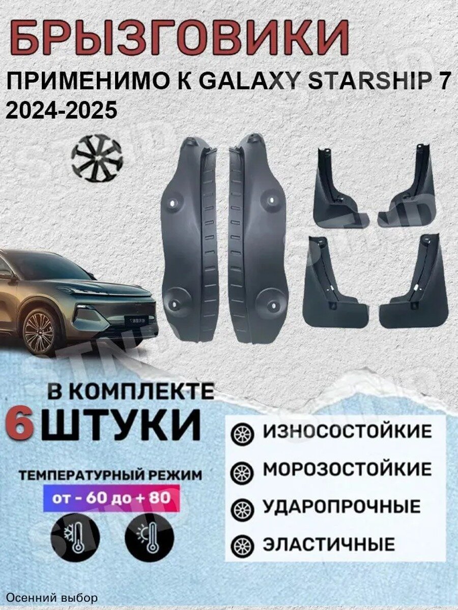 Подкрылки, 6 шт, Расположение детали Слева, Справа, Спереди, Сзади