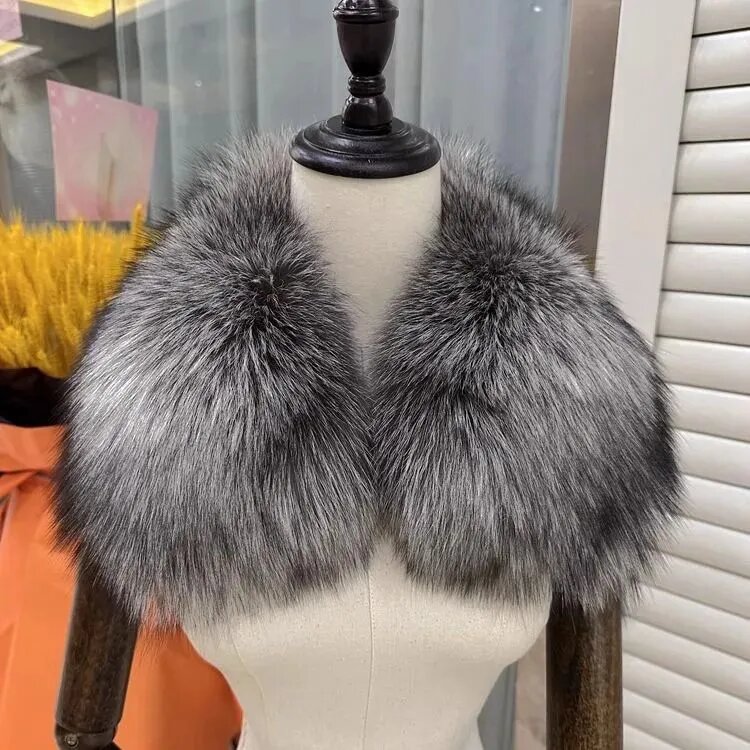 ZIVOFUO Горжетка из натурального меха чернобурки, для куртки и пуховика