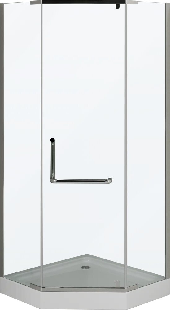 Душевой уголок Agger A03 090MCR/G с поддоном, стеклянный, 88x88, с распашными дверями, с низким поддоном, с матовым стеклом, пятиугольный