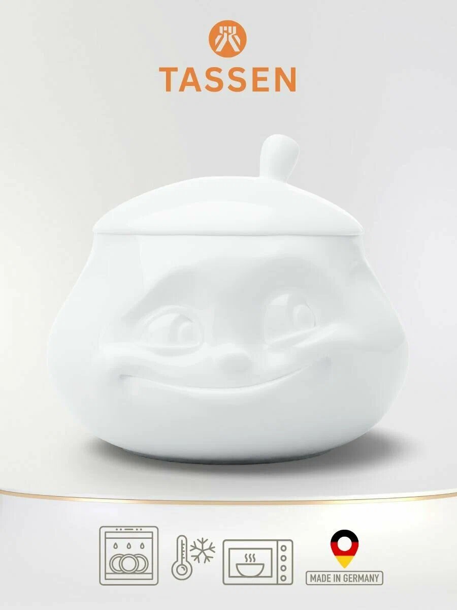Сахарница Tassen "Sweet", 400мл, фарфор с крышкой, белая
