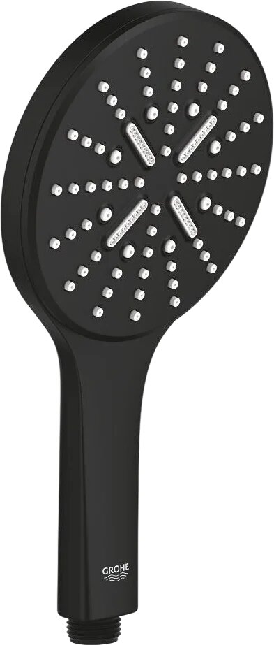 Душевая лейка Grohe Rainshower SmartActive 130 22127KF0 с экономией воды, 3 режима, лейка для душа, черная, матовая, круглая