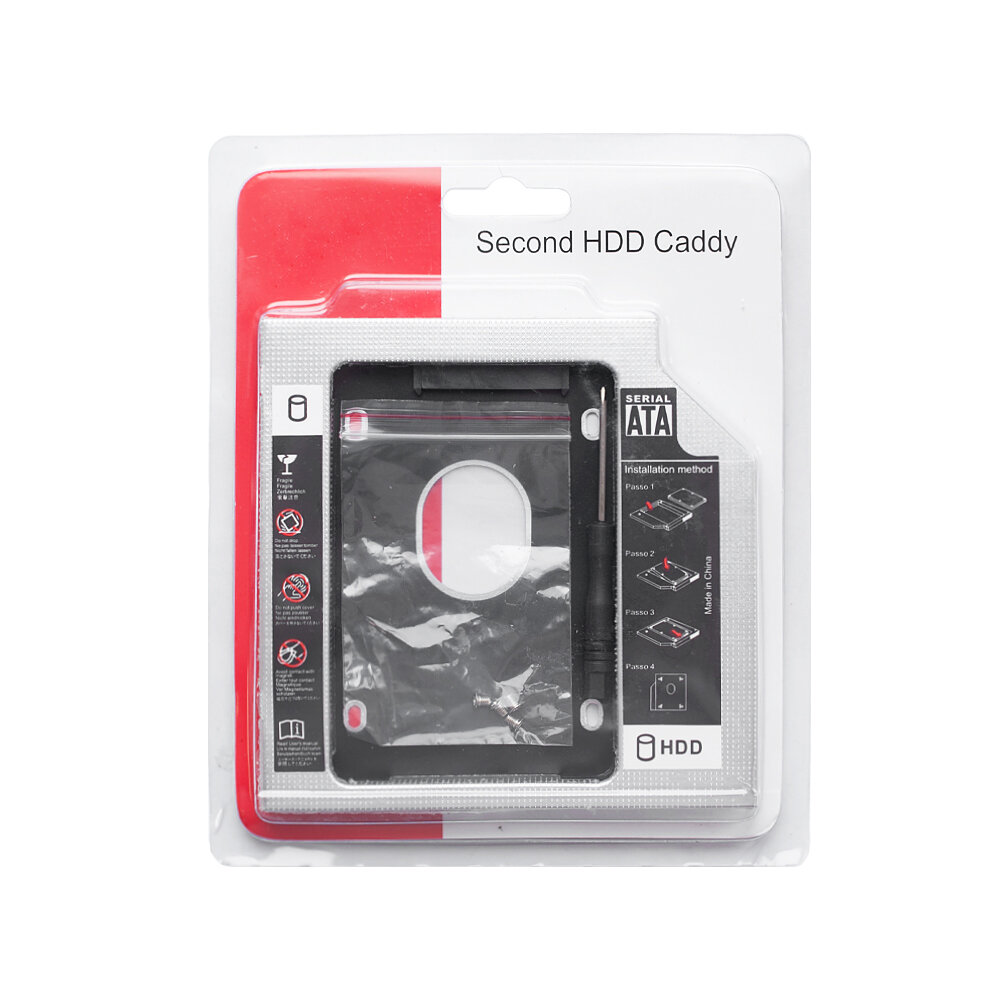 Переходник (салазка) для дополнительного HDD/SSD в отсек ноутбука CD/DVD SATA 12.7 mm