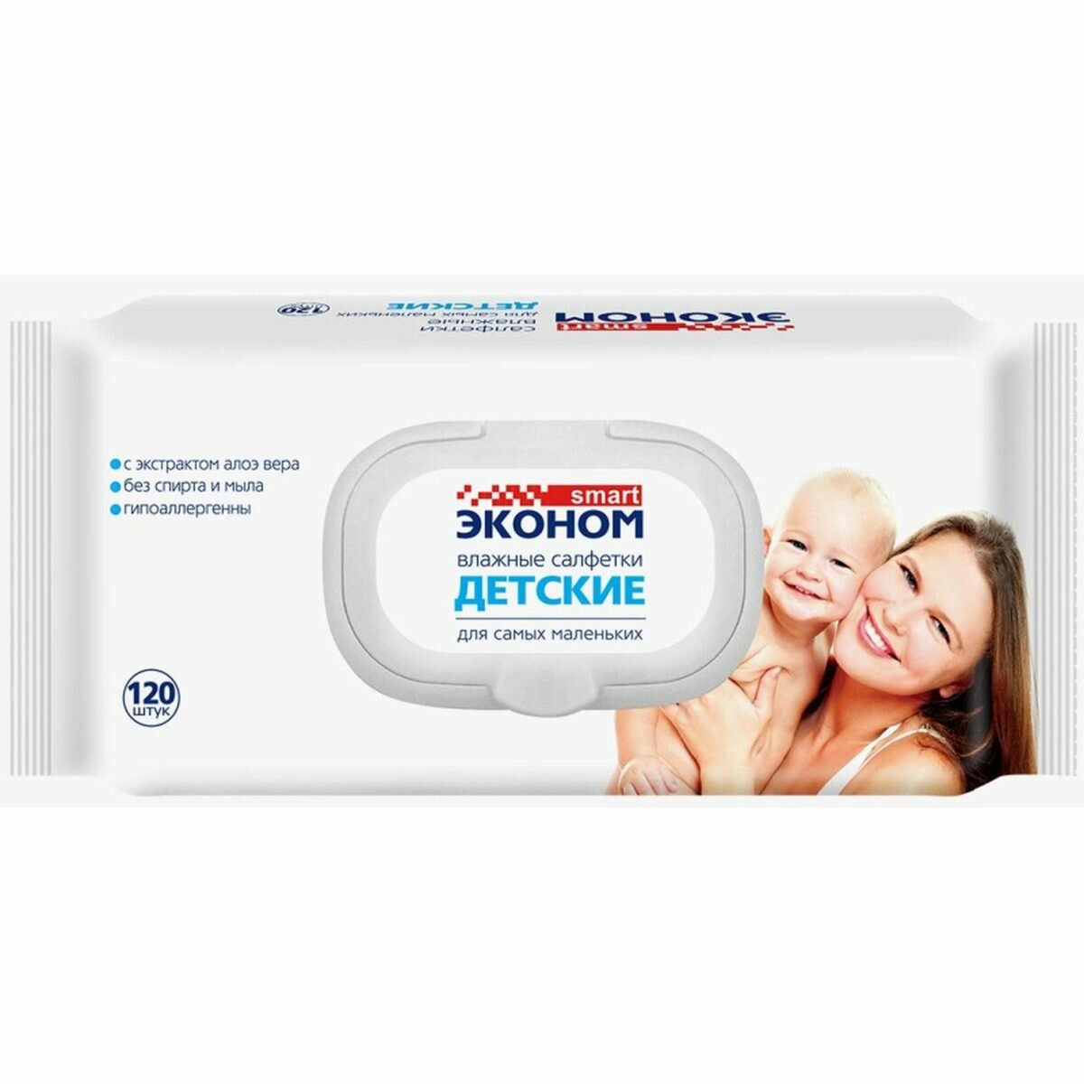 Салфетки влажные детские Smart Эконом, с экстрактом алоэ вера, 120шт. (30108), 16 уп.