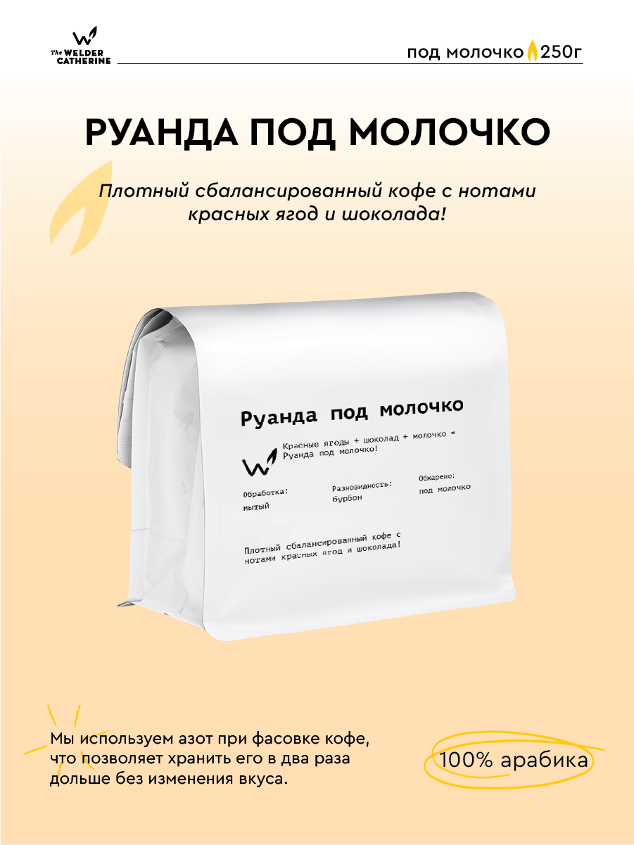 Кофе в зернах Сварщица Екатерина "Руанда" под молочко - 250 гр