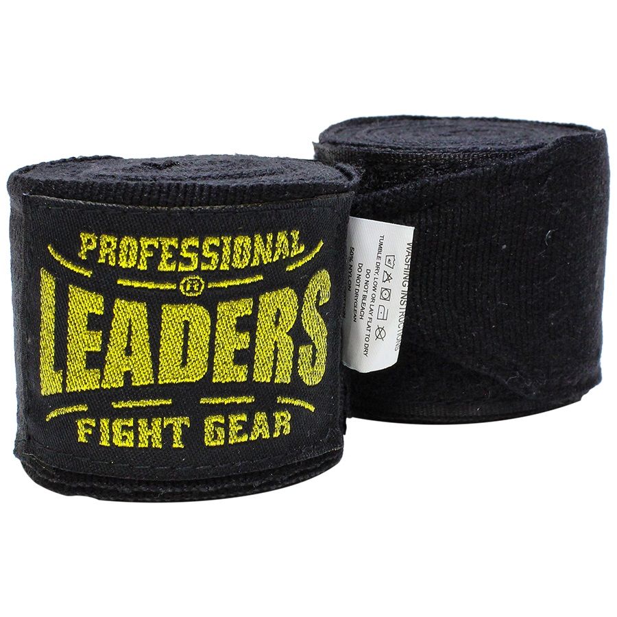 Боксерские бинты Leaders эластичные 3.5м черные