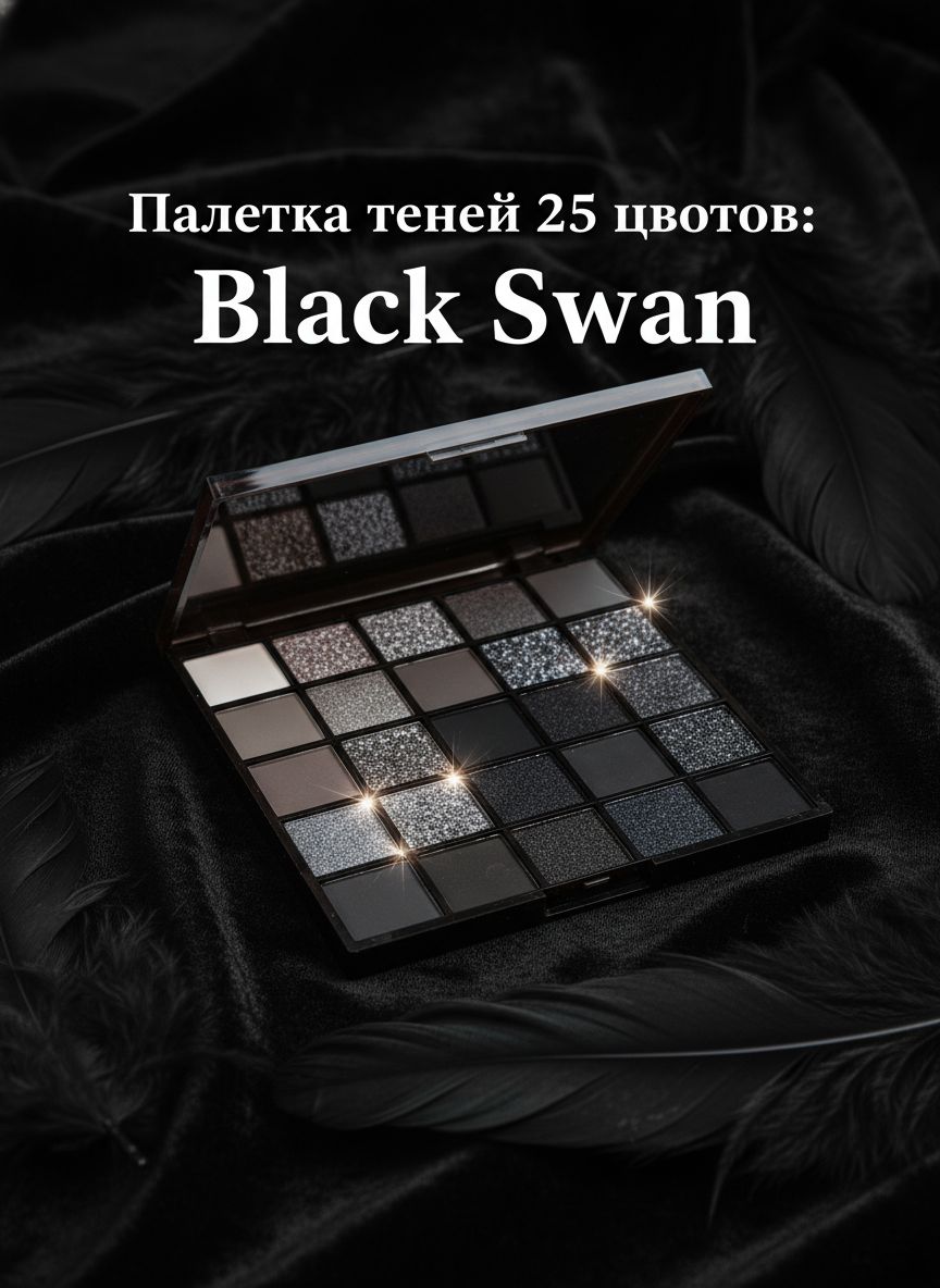 25-цветная палитра теней для век, Тени для век, **25 цветов - Черный