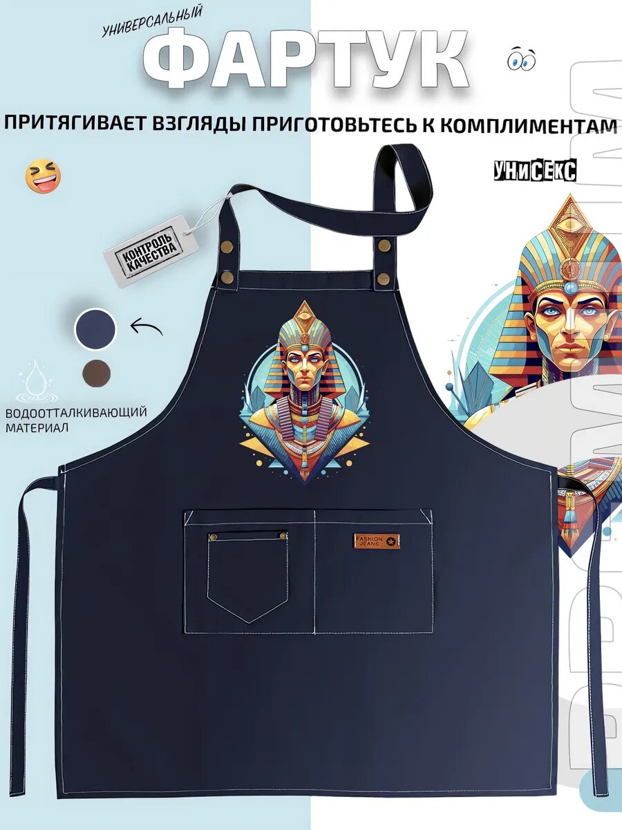 Фартук Фараон Pharaoh Египет Древний правитель кухонный с принтом универсальный