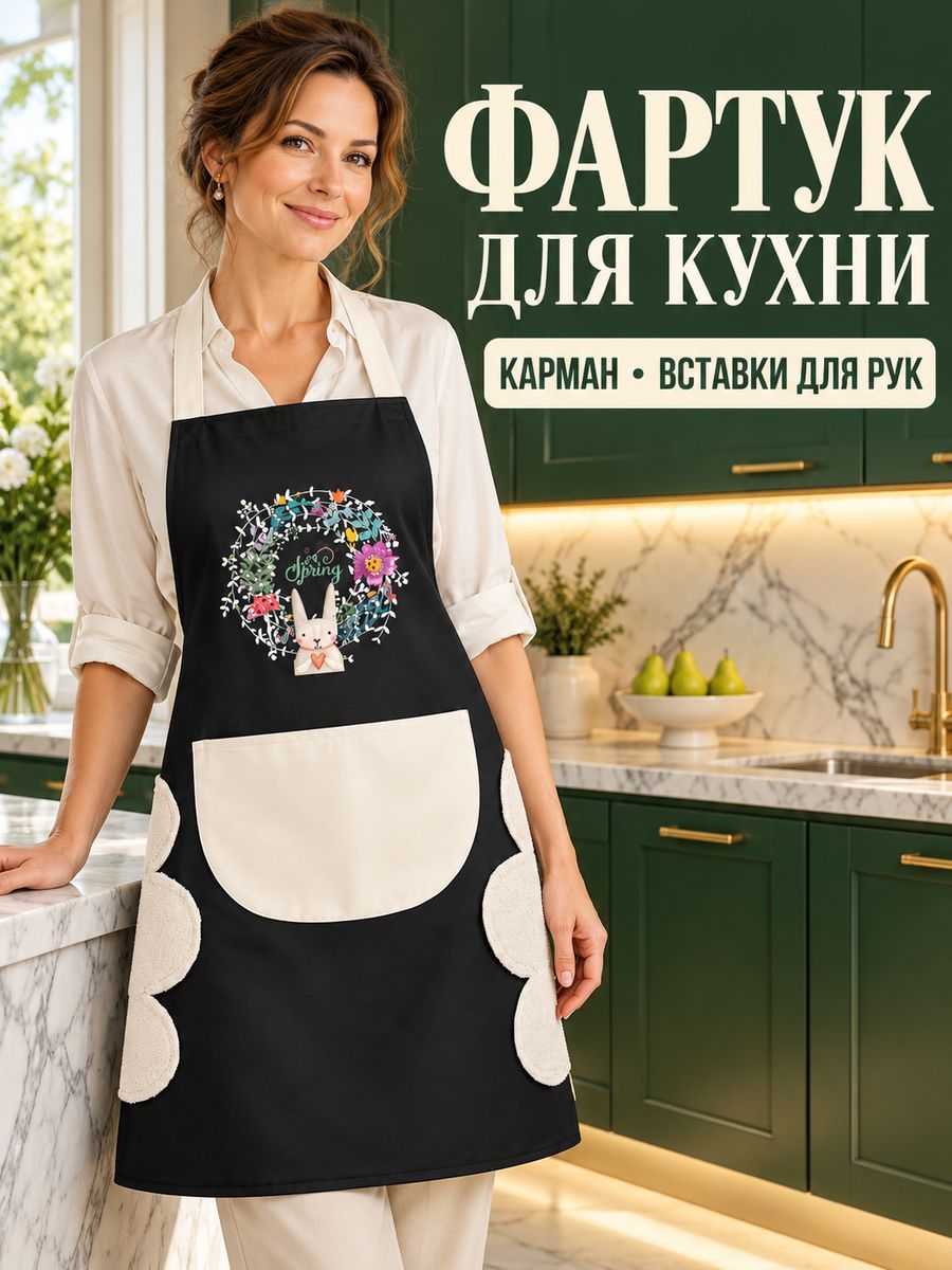 Фартук кухонный с карманом, непромокаемый передник для готовки и выпечки