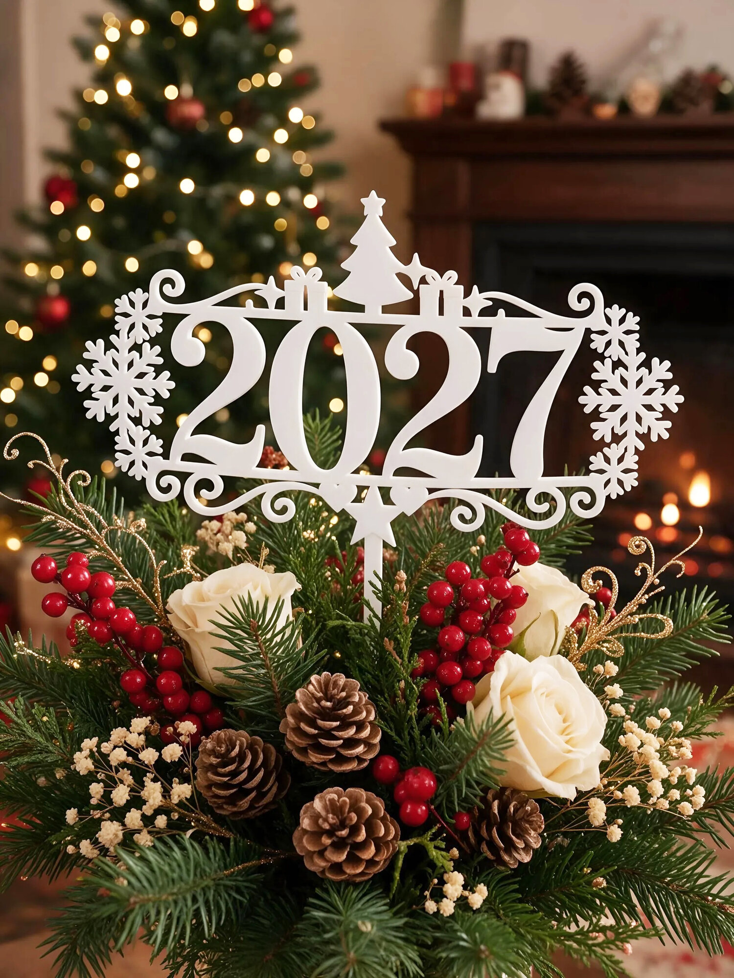 Топпер 2027, подарок на новый год, топпер в цветы и букеты