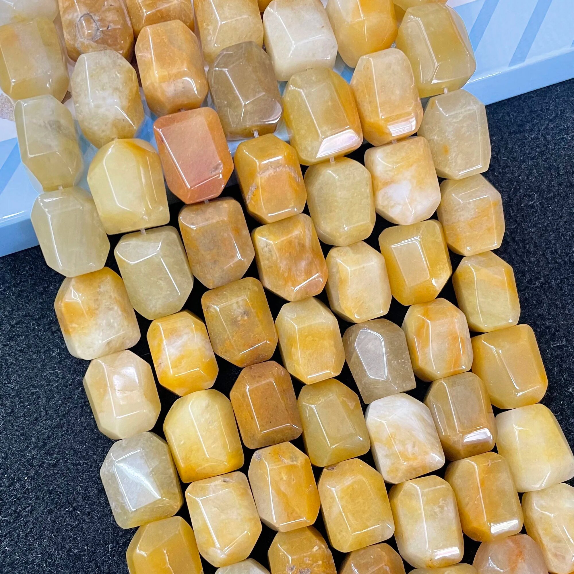 Граненая агата бусина SYSRXLR для бижутерии Желтый, Yellow jade