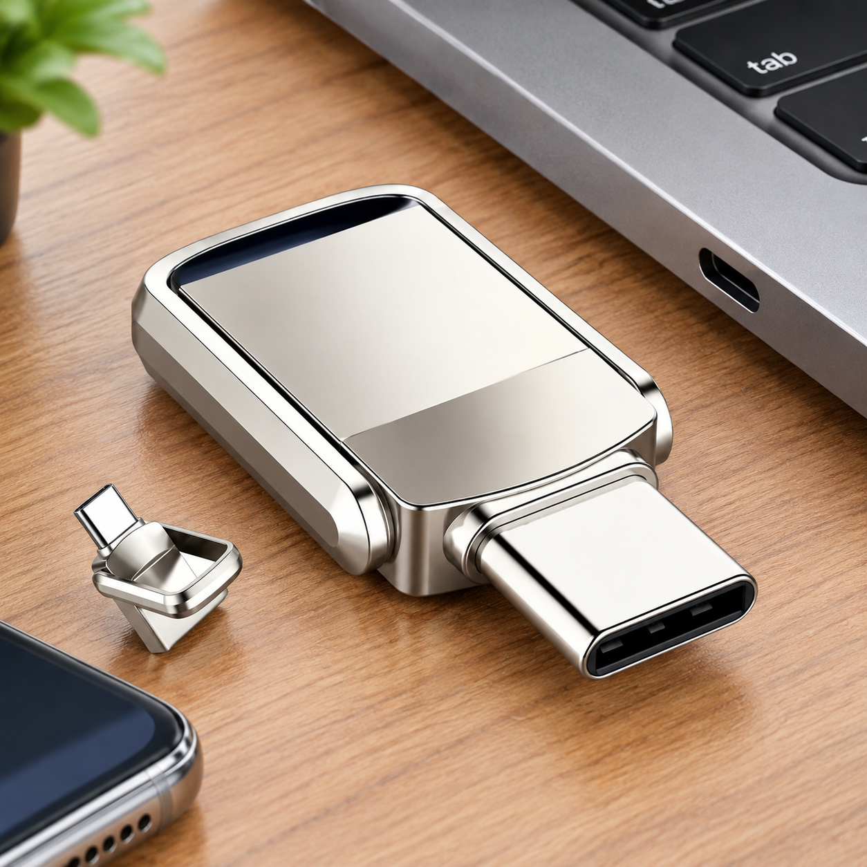 USB-накопитель Type-C 2ТБ, OTG (Цвет товара: серебристый)