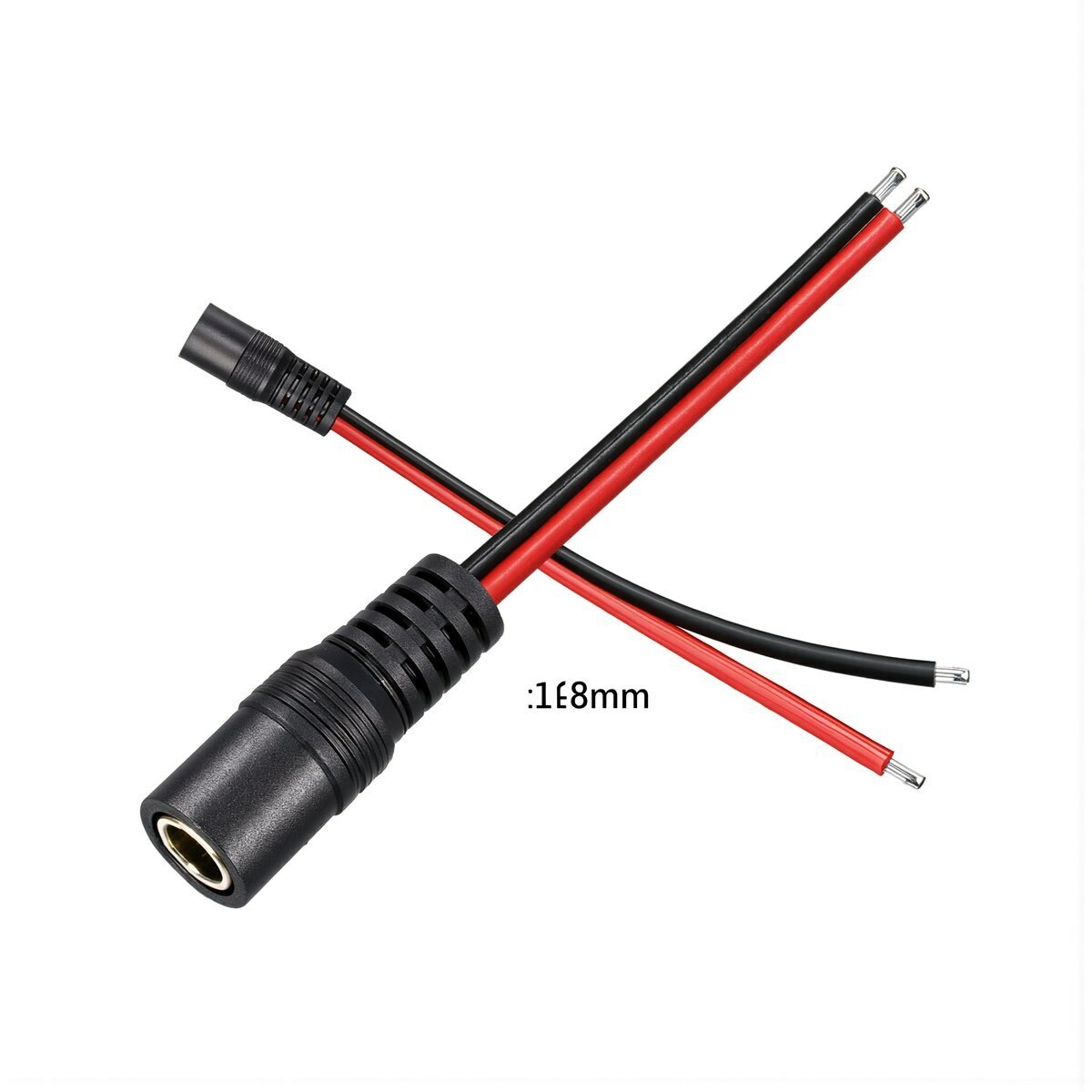 DC кабель 5521 длиной 30 см 18AWG для пайки с медными жилами из бескислородной меди, DC5521 (женский разъем), красный+черный, 0.8 кв. мм, 30 см / J4-337