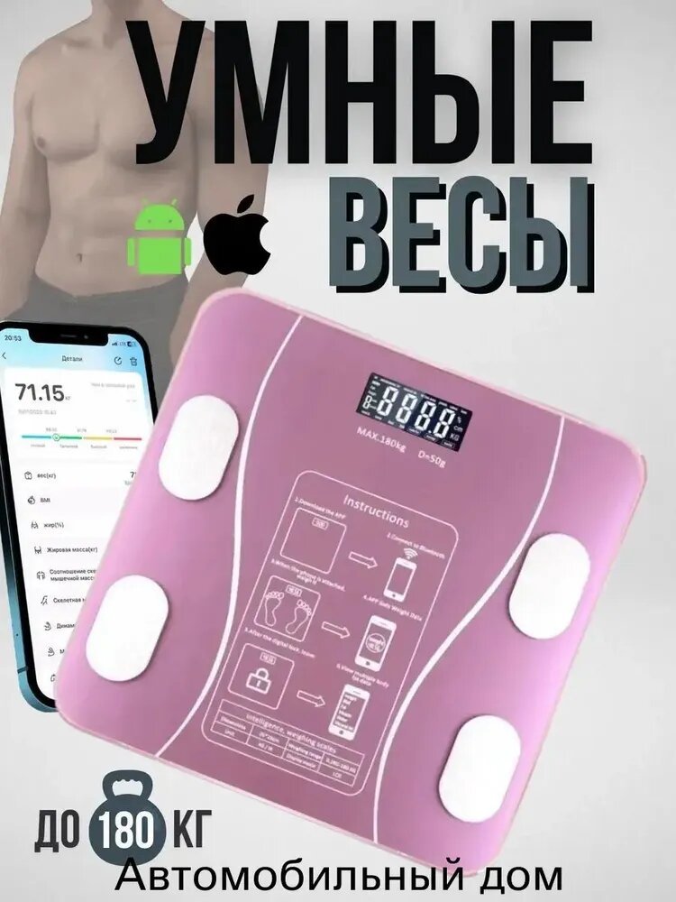 Напольные весы умные напольные электронные весы, нагрузка 180 кг, точность 5 г