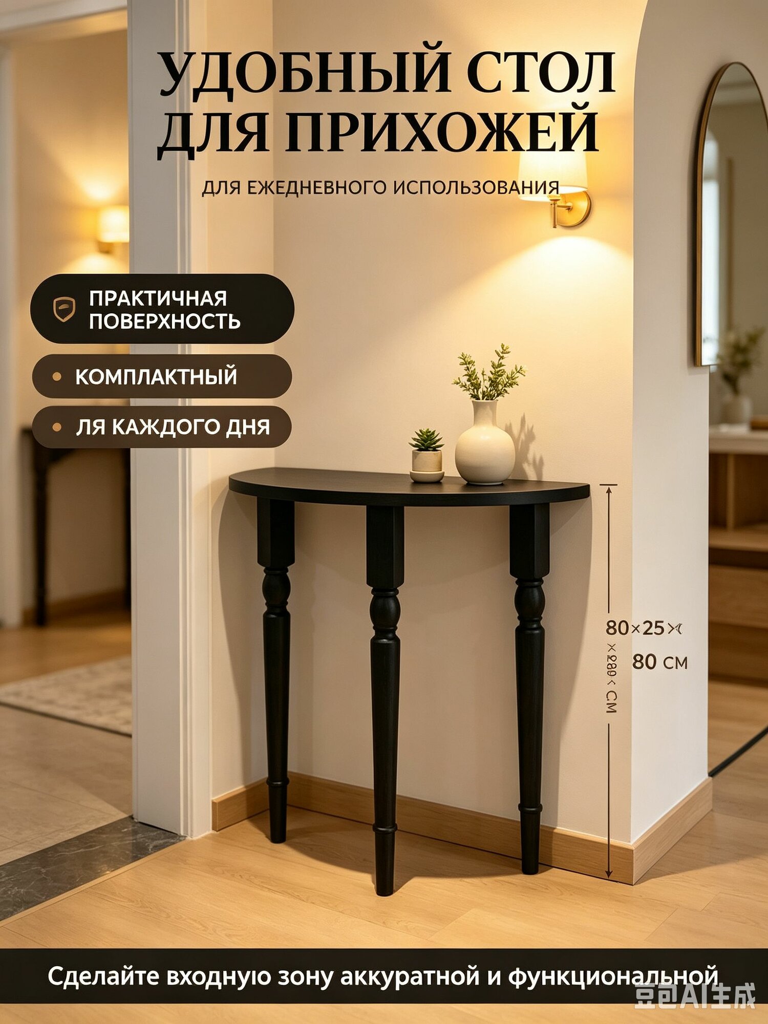 Консоль, 80х25х80 см
