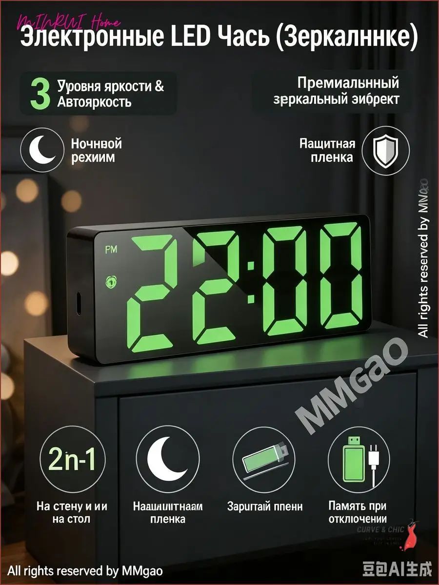 Настенные часы 24 см х 3 см бесшумный механизм черный, Артикул: 5486832513