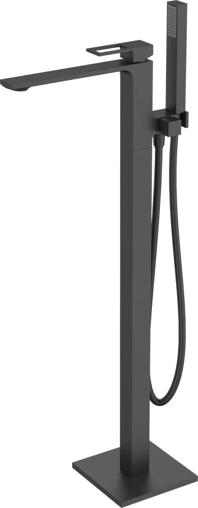 Напольный смеситель для ванны с душем BelBagno Luce FMT NERO С внутренней частью, с душевым гарнитуром, черный, матовый, латунный, с керамическим карт
