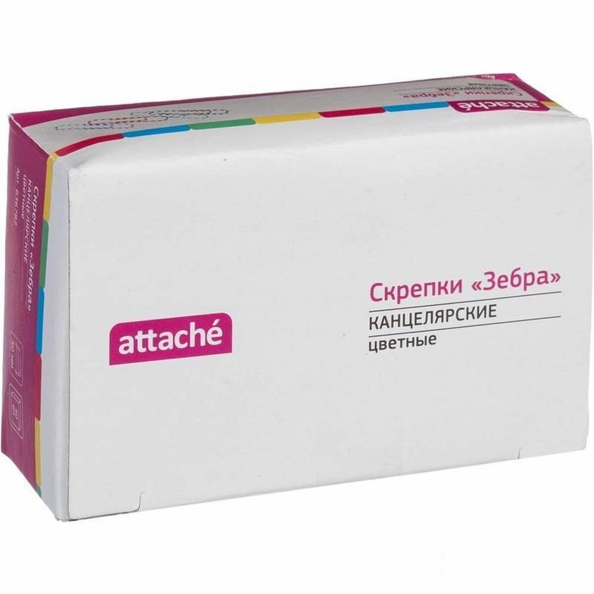 Скрепки Attache "Зебра" (50мм, металлические, овальные, полимерное покрытие) 50шт, 10 уп.