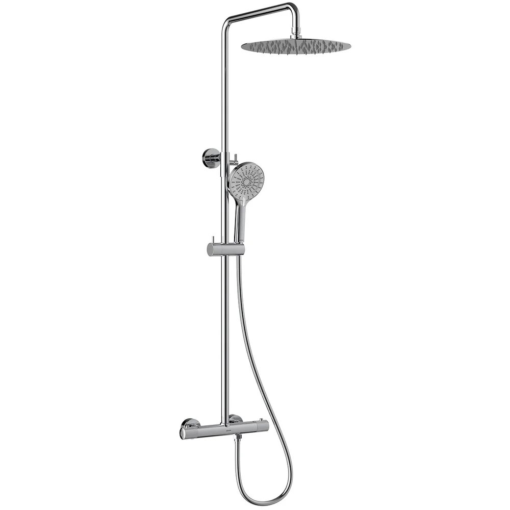 Смеситель Lemark LMF-8045B-C для душа с регулируемой высотой штанги и лейкой верхнего душа «Тропический дождь», термостатический