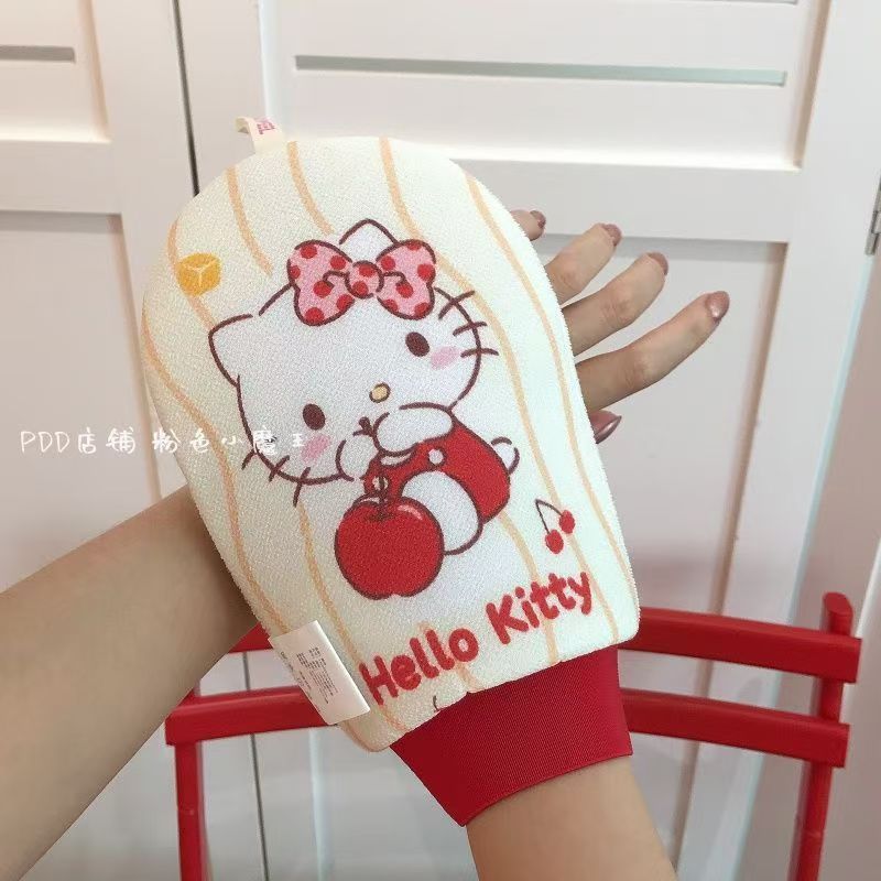 Мочалка для ванны с пенным слоем. Мочалка-рукавица Hello Kitty для душа