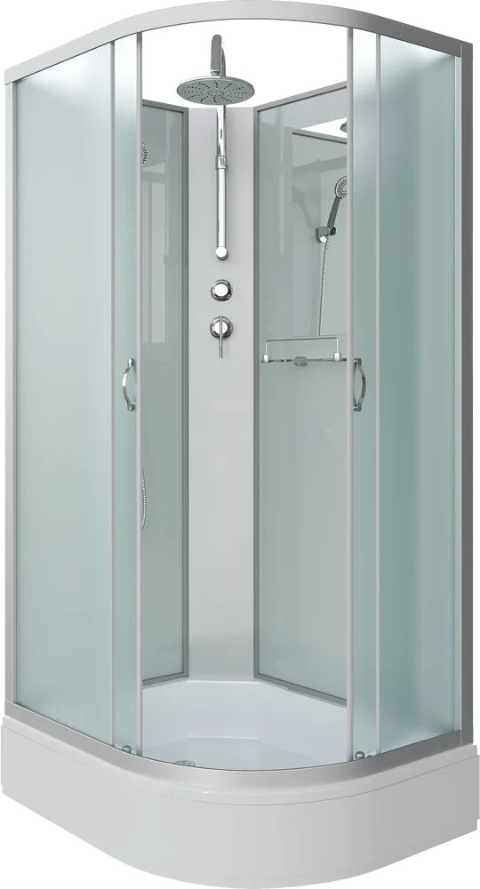 Душевая кабина Niagara Classic NG-33184-14LBKT стеклянная, 110x80, открытая (без крыши), с матовым стеклом, без гидромассажа, средний поддон с функцией тропический душ