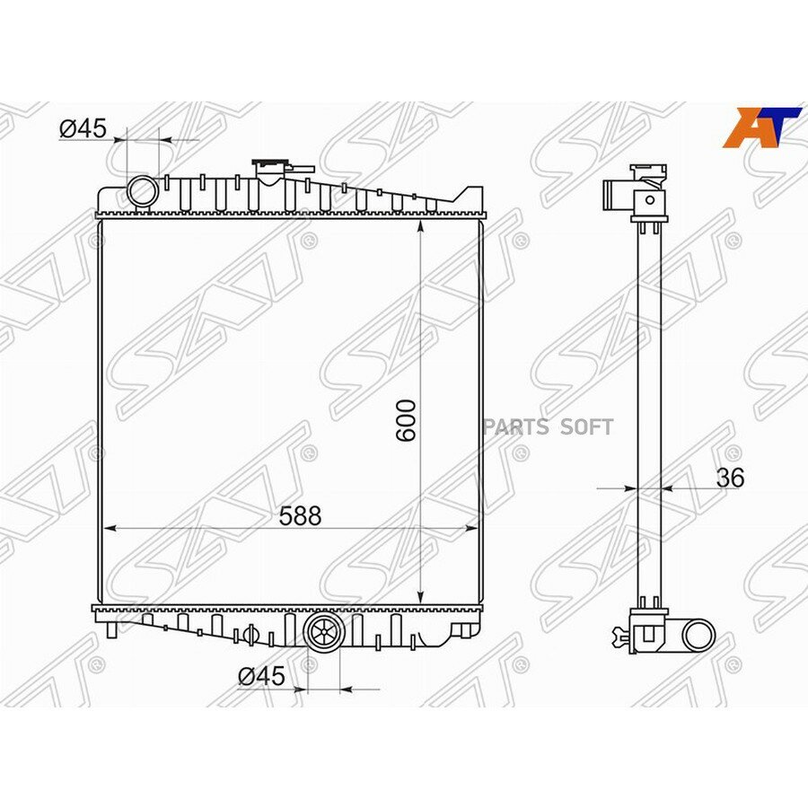 Радиатор Nissan Diesel Condor 91- от официального дистрибьютора, SAT, артикул NS00181